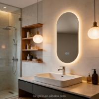 China Hotel Led Mirror Anti Fog Smart Wholesale Vanity Frameless Wall Manufacturers Light Mirror Bathroom Oval Hair Salon Mirrors for sale