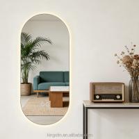 China Kingstin Modern Anti Fog LED Backlit Vanity Mirror Light Smart Wall Cabinet Arched Bathroom Mirror for Hotel Use for sale