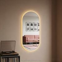 China Kingstin Modern Anti Fog LED Backlit Vanity Mirror Light Smart Wall Cabinet Arched Bathroom Mirror for Hotel Use for sale