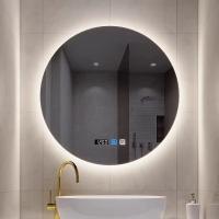 China Kingstin Frameless LED Backlit Bathroom Mirror, Anti-Fog Smart Vanity Mirror with Time Display, 3 Color Dimmable Wall Mirror for sale