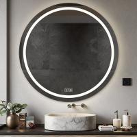 China Kingstin Smart Round LED Bathroom Mirror, Frameless Vanity Mirror, 3-Color Light, Anti-Fog, Custom Size, Bluetooth for sale