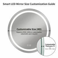 China Kingstin Smart Round LED Bathroom Mirror, Frameless Vanity Mirror, 3-Color Light, Anti-Fog, Custom Size, Bluetooth for sale
