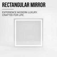 China Kingstin Square LED Bathroom Mirror, Dimmable 3-Color Light, Anti-Fog, Custom Size & Time Display Smart Vanity Mirror for sale