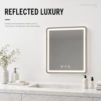 China Kingstin Frameless LED Bathroom Mirror Smart Defogging Motion Sensor Wall Vanity Mirror 3-Color Light Time Display for sale