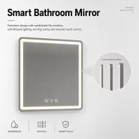 China Kingstin Frameless LED Bathroom Mirror Smart Defogging Motion Sensor Wall Vanity Mirror 3-Color Light Time Display for sale