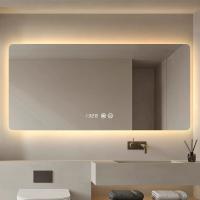 China Kingstin Smart Backlit Bathroom Mirror, Anti-Fog Frameless LED Mirror with Time Display, 3 Color Dimmable, Customizable Size for sale
