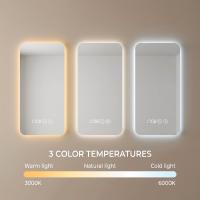 China Kingstin Smart Backlit Bathroom Mirror, Anti-Fog Frameless LED Mirror with Time Display, 3 Color Dimmable, Customizable Size for sale