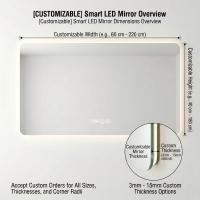 China Kingstin Smart Backlit Bathroom Mirror, Anti-Fog Frameless LED Mirror with Time Display, 3 Color Dimmable, Customizable Size for sale