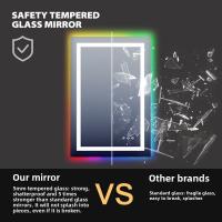 China Kingstin Frameless LED Bathroom Mirror with RGB Backlight, Anti-Fog Wall Mounted Smart Vanity Mirror with Touch Control for sale