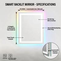 China Kingstin Frameless LED Bathroom Mirror with RGB Backlight, Anti-Fog Wall Mounted Smart Vanity Mirror with Touch Control for sale