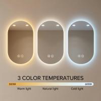 China Kingstin Panoramic Frameless Smart LED Bathroom Mirror - Rounded Backlit Vanity Mirror with Defogger & Time Display for sale