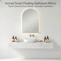 China Kingstin Arched LED Bathroom Mirror Frameless Smart Wall Mirror with 3 Colors, Anti-Fog, Time Display, Dimmable for sale