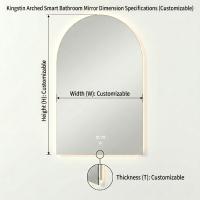 China Kingstin Arched LED Bathroom Mirror Frameless Smart Wall Mirror with 3 Colors, Anti-Fog, Time Display, Dimmable for sale