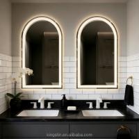 China Kingstin Frameless Arched LED Bathroom Mirror - Dimmable, Anti-Fog, Bluetooth & Motion Sensor Wall Vanity Mirror for sale