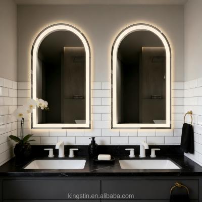 China Kingstin Frameless Arched LED Bathroom Mirror - Dimmable, Anti-Fog, Bluetooth & Motion Sensor Wall Vanity Mirror for sale