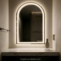 China Kingstin Frameless Arched LED Bathroom Mirror - Dimmable, Anti-Fog, Bluetooth & Motion Sensor Wall Vanity Mirror for sale