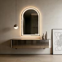 China Kingstin Frameless Arched LED Bathroom Mirror - Dimmable, Anti-Fog, Bluetooth & Motion Sensor Wall Vanity Mirror for sale
