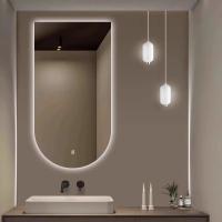 China French Arch Smart Bathroom Mirror LED Light Anti-Fog Modern Nordic Style Wall-Mounted Vanity Mirror Touch Switch Irregular Shape for sale