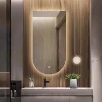 China French Arch Smart Bathroom Mirror LED Light Anti-Fog Modern Nordic Style Wall-Mounted Vanity Mirror Touch Switch Irregular Shape for sale