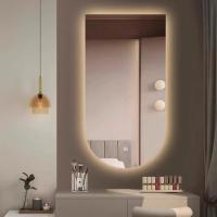 China French Arch Smart Bathroom Mirror LED Light Anti-Fog Modern Nordic Style Wall-Mounted Vanity Mirror Touch Switch Irregular Shape for sale