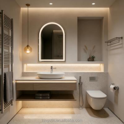 China Modern Simple Design Customize Bath Wall Mounted Furniture Bathroom Mirrored Vanity Cabinet with Ceramic Sink for sale