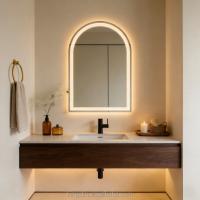 China French Arch Oval Smart Bathroom Vanity Mirror LED Light Anti-Fog Minimalist Nordic Style Wall-Mounted Touch Switch for Salon Use for sale