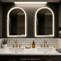 China Kingstin Modern LED Touch Screen Mirror for Bedroom Bathroom or Hallway Irregular Arch Design for sale