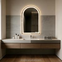 China Kingstin Modern LED Touch Screen Mirror for Bedroom Bathroom or Hallway Irregular Arch Design for sale