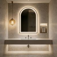 China Wholesale Frameless Smart Mirror With Led Light Custom Arch Rest Room Dimming Backlit Led Bathroom Mirror for Hotel for sale