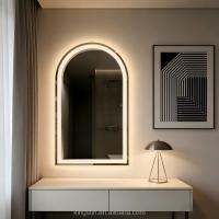 China Wholesale Frameless Smart Mirror With Led Light Custom Arch Rest Room Dimming Backlit Led Bathroom Mirror for Hotel for sale