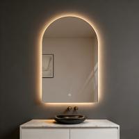China Vintage French Aluminum Alloy Wall-Mounted Smart IP44 Bathroom Makeup Mirror Touch Screen Arched Salon Hotel Villa for sale