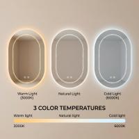China Kingstin Invisible LED Strip Bathroom Mirror, Smart Touch Oval Frameless Mirror, 3000K-6000K Dimmable Vanity Mirror for sale