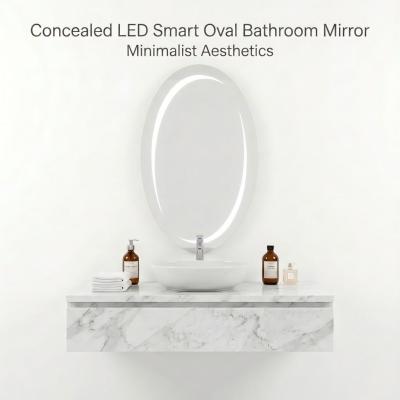 China Kingstin Minimalist Concealed LED Smart Oval Mirror - Custom High-End Backlit Vanity Mirror for Modern Bathrooms for sale