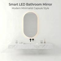 China Kingstin Frameless Oval Smart LED Bathroom Mirror Wall Mounted Backlit Vanity Mirror with Defogger Motion Sensor 3 Colors for sale