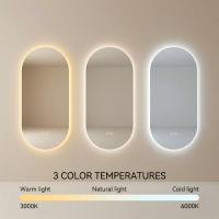 China Kingstin Frameless Oval Smart LED Bathroom Mirror Wall Mounted Backlit Vanity Mirror with Defogger Motion Sensor 3 Colors for sale