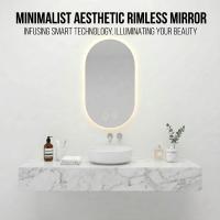 China Kingstin Custom Oval LED Bathroom Mirror Rimless Backlit Smart Vanity Mirror Anti-Fog Bluetooth Time Display for sale