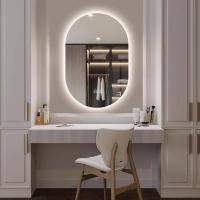 China Kingstin Custom Oval LED Bathroom Mirror Rimless Backlit Smart Vanity Mirror Anti-Fog Bluetooth Time Display for sale