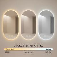 China Kingstin Custom Oval LED Bathroom Mirror Rimless Backlit Smart Vanity Mirror Anti-Fog Bluetooth Time Display for sale