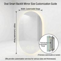 China Kingstin Custom Oval LED Bathroom Mirror Rimless Backlit Smart Vanity Mirror Anti-Fog Bluetooth Time Display for sale