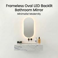 China Kingstin Minimalist Frameless Oval LED Backlit Bathroom Mirror | Motion Sensor & Anti-Fog for sale