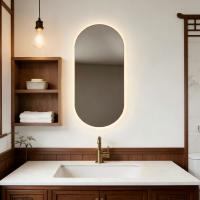 China Kingstin Minimalist Frameless Oval LED Backlit Bathroom Mirror | Motion Sensor & Anti-Fog for sale