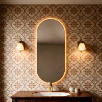 China Kingstin Minimalist Frameless Oval LED Backlit Bathroom Mirror | Motion Sensor & Anti-Fog for sale