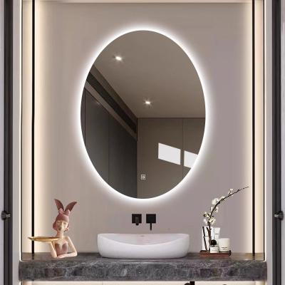 China Luxury Smart Bathroom Oval Vanity Mirror, with Smart LED Lights Touch Switch, Wall-Mounted Makeup Mirror for sale