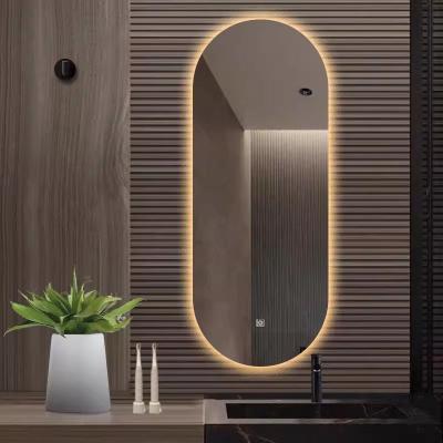 China Oval LED Smart Bathroom Mirror - Wall Mounted Vanity Mirror with Touch Switch for sale