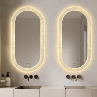 China Kinstin Oval-shaped LED Bathroom Mirror - Modern Smart Hotel Grade with Anti-Fog & Touch Dimming for sale