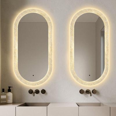 China Kinstin Oval-shaped LED Bathroom Mirror - Modern Smart Hotel Grade with Anti-Fog & Touch Dimming for sale