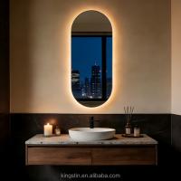 China Smart Anti Fog Aluminum Custom Modern Frameless Light Luxury Led Oval Anti-fog Dimmable Bathroom Mirror for sale