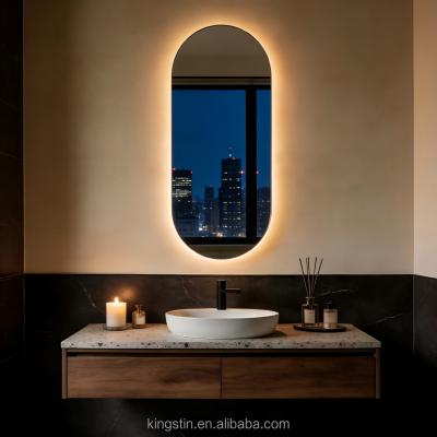 China Smart Anti Fog Aluminum Custom Modern Frameless Light Luxury Led Oval Anti-fog Dimmable Bathroom Mirror for sale