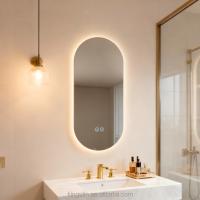 China Smart Anti Fog Aluminum Custom Modern Frameless Light Luxury Led Oval Anti-fog Dimmable Bathroom Mirror for sale
