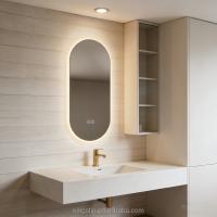 China Smart Anti Fog Aluminum Custom Modern Frameless Light Luxury Led Oval Anti-fog Dimmable Bathroom Mirror for sale